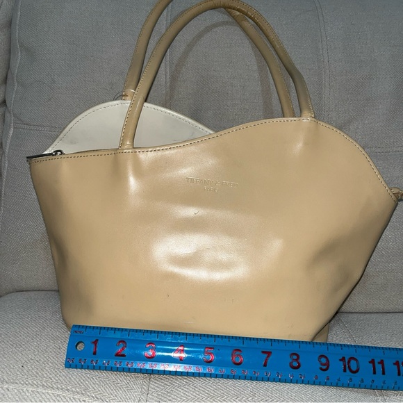 Tiffany & Fred | Bags | Tiffany Fred Paris Tan White Asymmetrical Mcm Handbag Purse | Poshmark